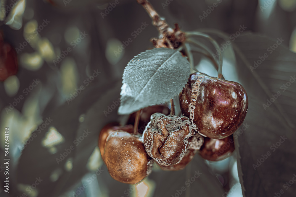 Rotten berry or fruit. Stale food. Flabby fruits. Spoiled products ...