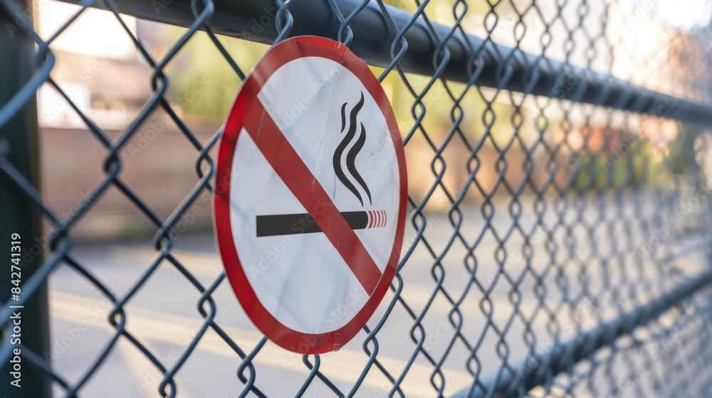 A No Smoking sign with a red circle and slash symbol is displayed ...