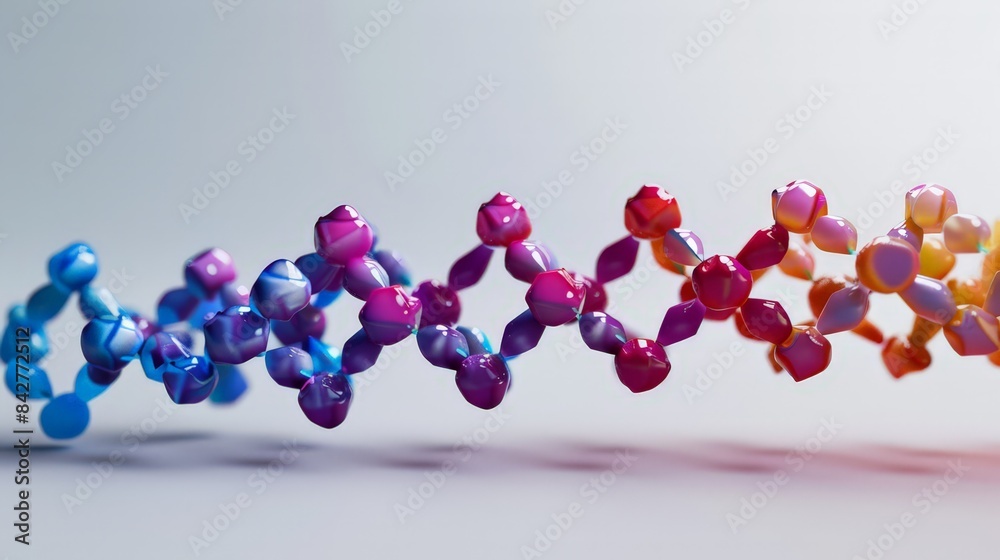 Design a picture of a protein molecule, focusing on the complex folding ...