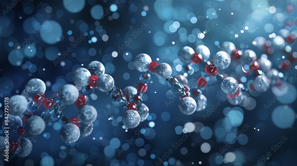 Design a scene showing a hydrogen bond between two DNA bases ...