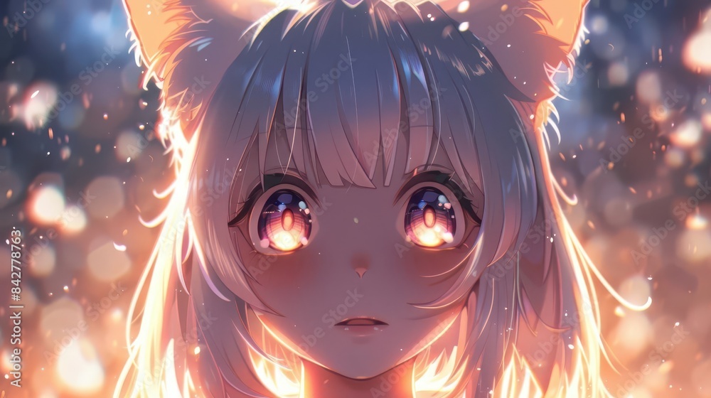 adorable anime cat girl with twinkling eyes and infectious smile kawaii ...