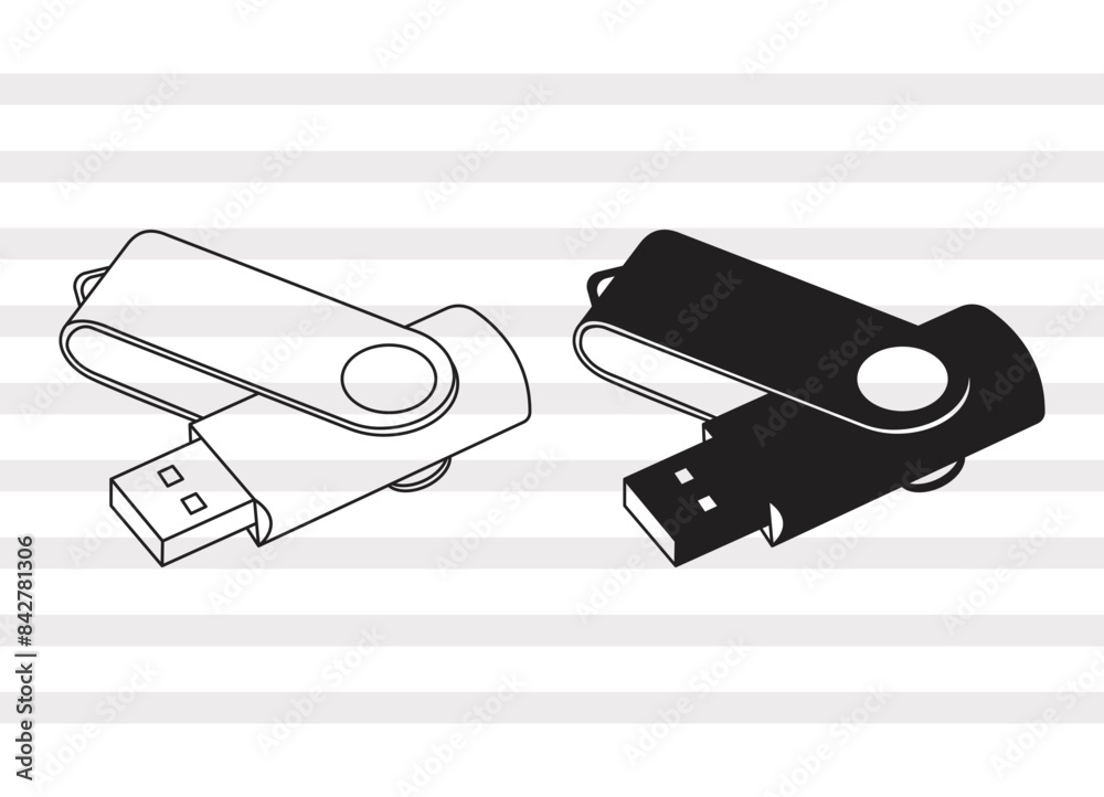 USB Flash Drive SVG, USB Drive Silhouette, USB Storage Svg, Pen Drive ...