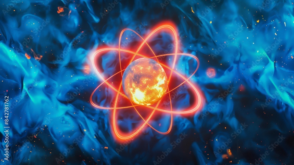 ภาพประกอบสต็อก Illustrate the Bohr model of the atom, with electrons in ...