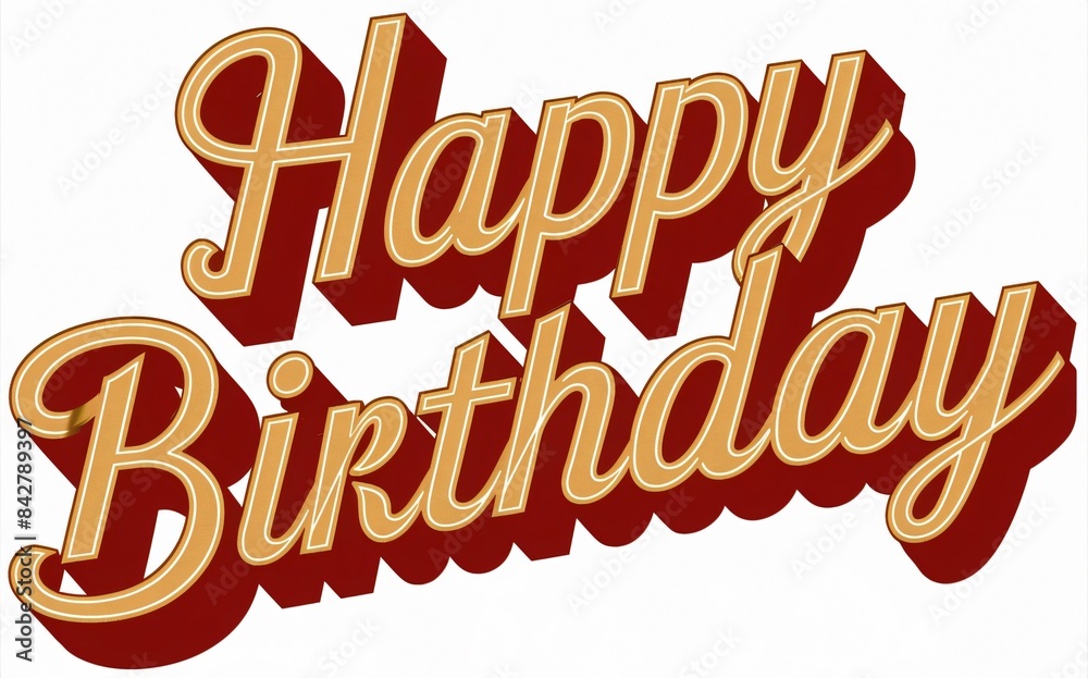 "Happy Birthday" text in a bold, cursive font with a vibrant red and ...