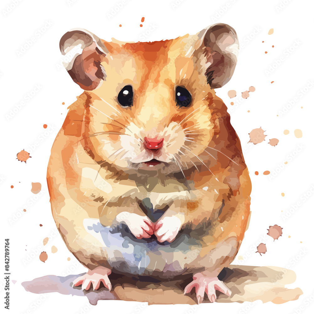 Watercolor vector of a Hamster, isolated on a white background, design ...