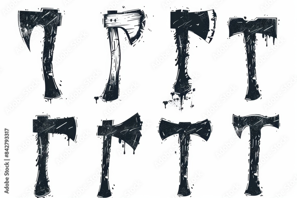 Axe icon, ax symbol, hatchet graffiti spray sign, cleaver emblem ...