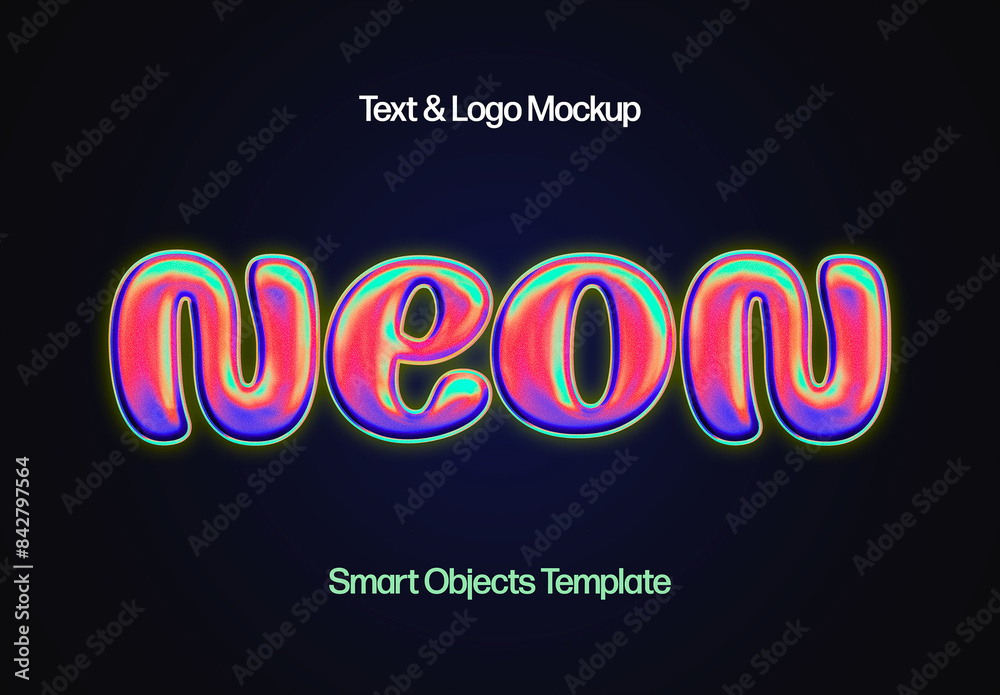 Glowing Neon Chrome Text Effect Mockup Stock Template | Adobe Stock
