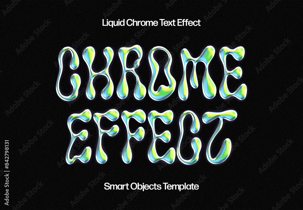 Liquid Chrome Text Effect Mockup Stock Template | Adobe Stock