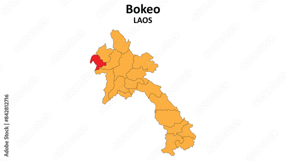 Bokeo Map in Laos. Vector Map of Laos. Regions map of Laos. Stock Vector | Adobe Stock