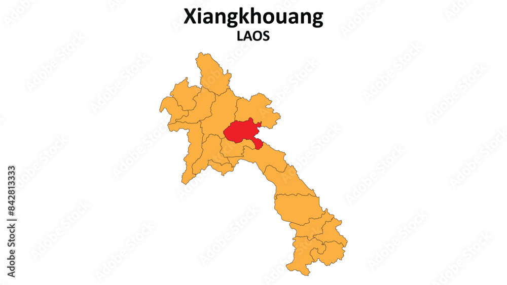 Xiangkhouang Map in Laos. Vector Map of Laos. Regions map of Laos ...