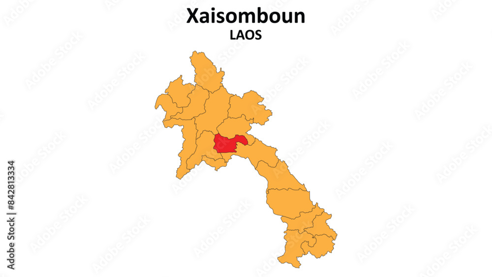 Xaisomboun Map in Laos. Vector Map of Laos. Regions map of Laos. Stock ...