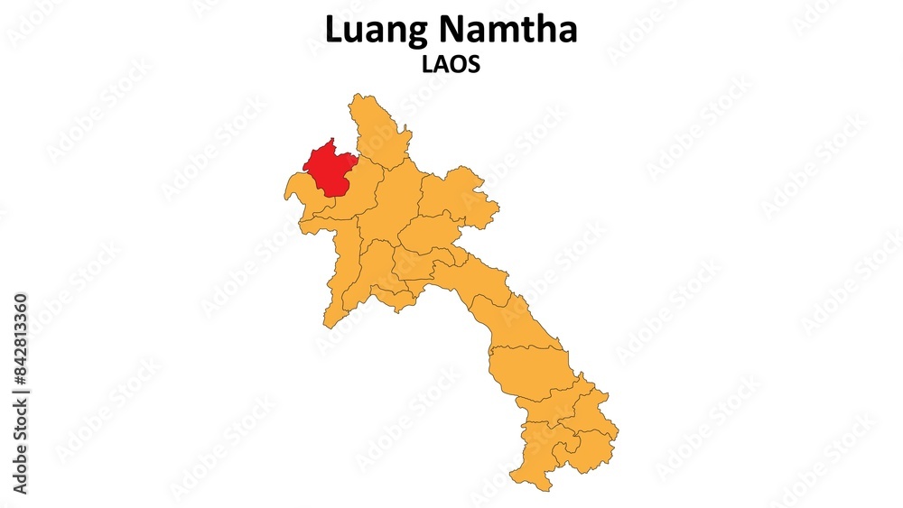 Luang Namtha Map in Laos. Vector Map of Laos. Regions map of Laos ...