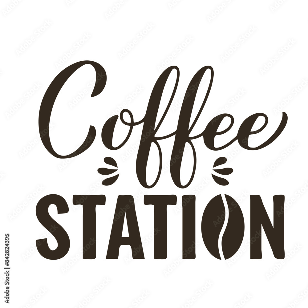 Coffee station calligraphy hand lettering. Coffee bar sign. Vector ...