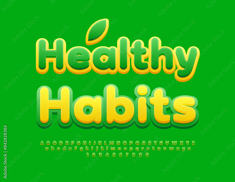 Vector ecologic Concept Healthy Habits. Bright Green Font. Modern ...