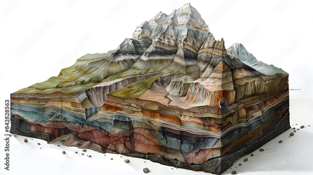 Detailed Cross section of a Majestic Mountain s Geological Layers and ...