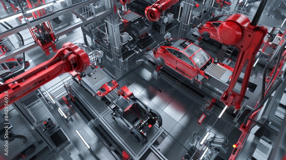 3D Model of Car Factory. Manufacturing High-Tech Green Energy Electric ...