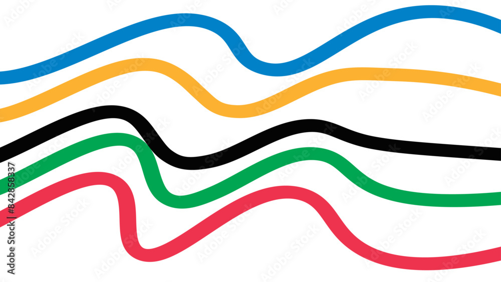 Abstract wavy stripes way of Olympic games colors isolated on ...