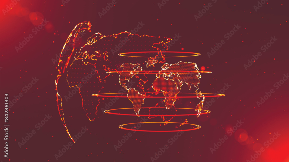 3D hologram of planet earth. 3D holograms of rotating Earth on red ...