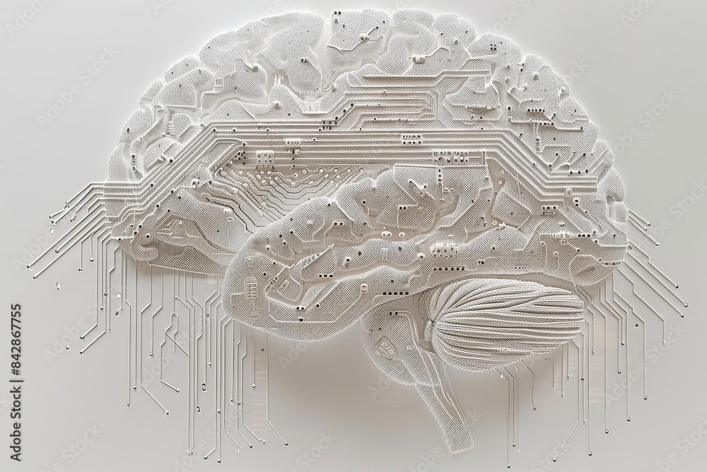 Brain made of digital circuits, Stock Illustration | Adobe Stock