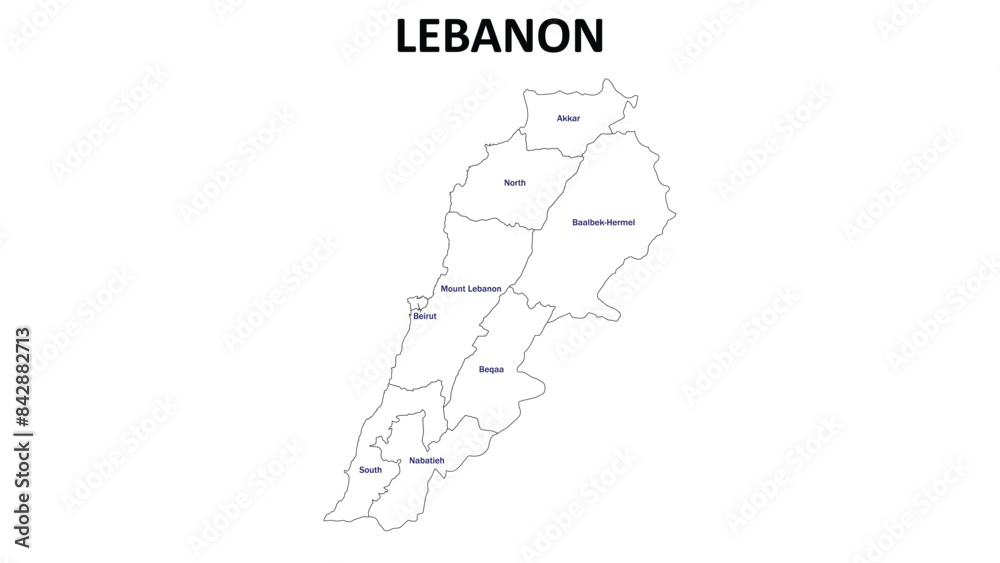 Lebanon Map. State and district map of Lebanon. Administrative map of ...
