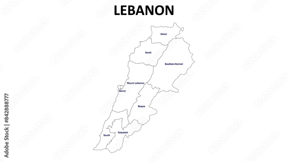 Lebanon Map. State and district map of Lebanon. Administrative map of ...