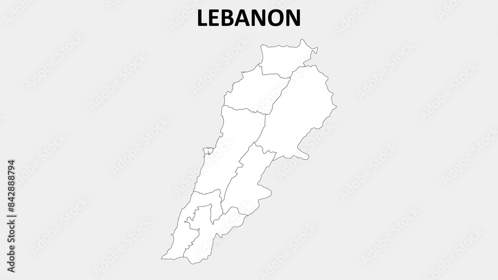 Lebanon Map. State map of Lebanon. Administrative map of Lebanon with ...