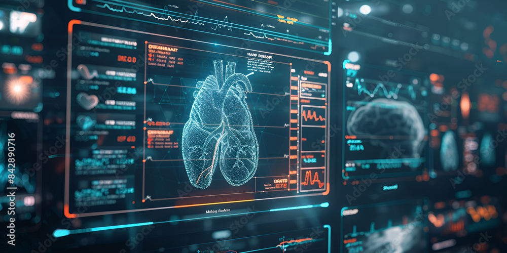Graphic design of a digital interface displaying vital signs in real ...