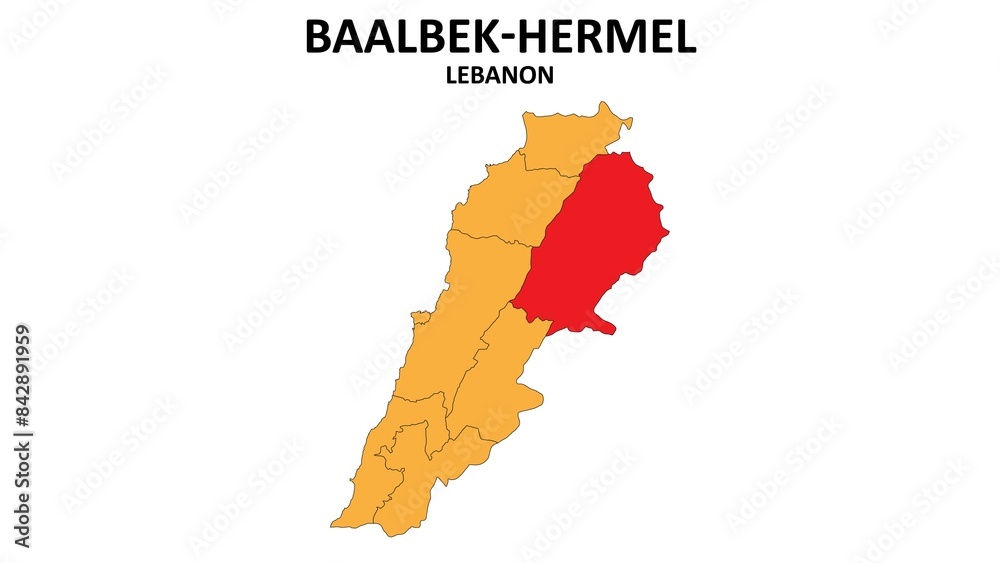 Baalbek-Hermel Map in Lebanon. Vector Map of Lebanon. Regions map of ...