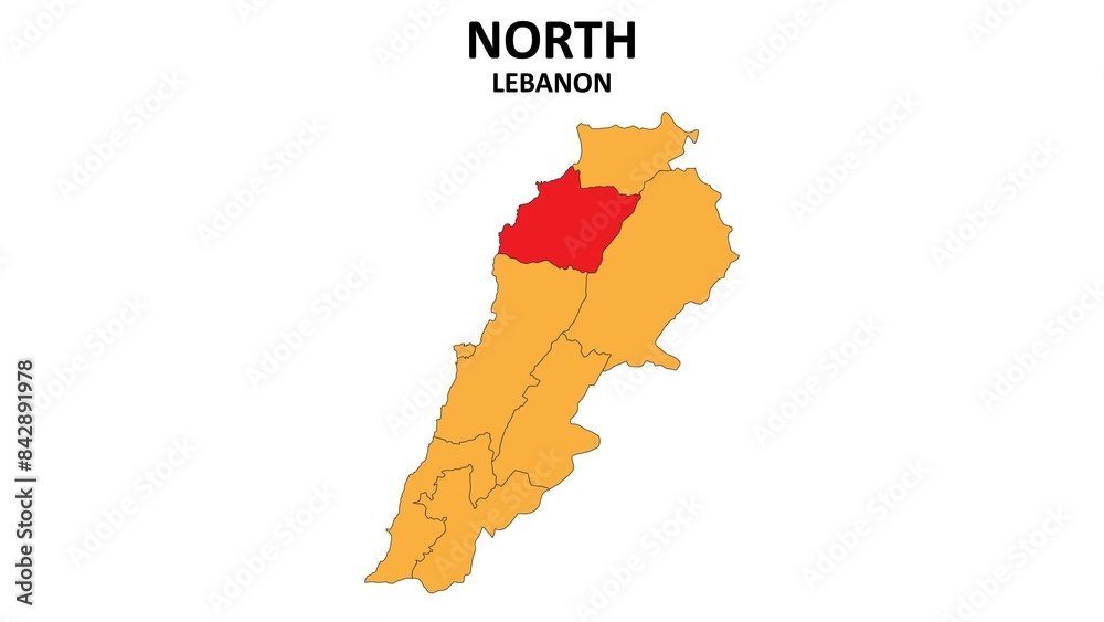 North Map in Lebanon. Vector Map of Lebanon. Regions map of Lebanon ...