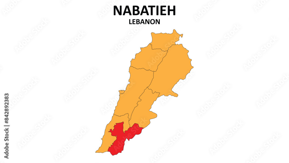 Nabatieh Map in Lebanon. Vector Map of Lebanon. Regions map of Lebanon ...