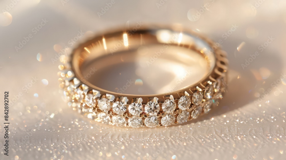 A diamond-encrusted wedding band symbolizes eternal love and commitment ...