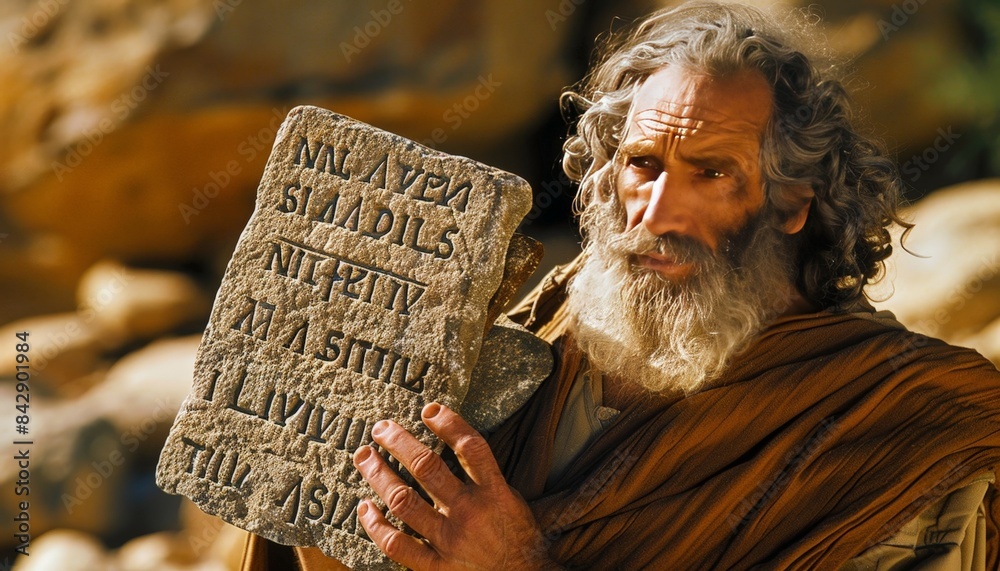 - Stunning 4K image of Moses with the Ten Commandments inscribed on ...