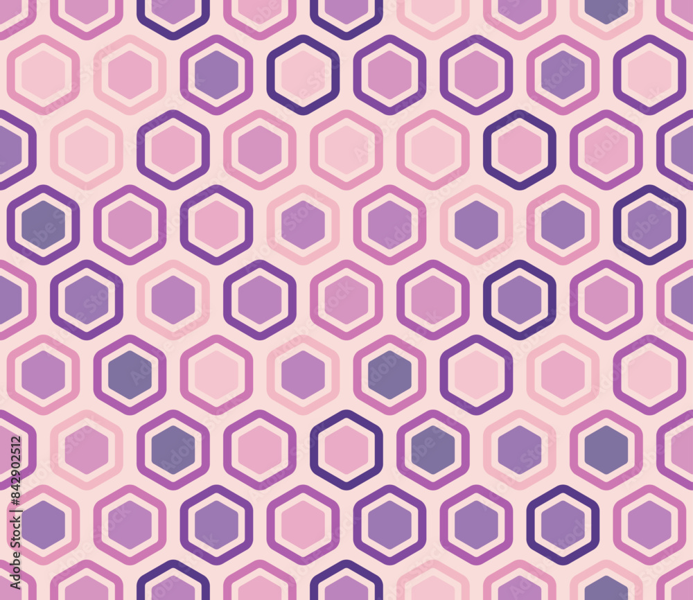 Seamless mosaic background. Bold rounded hexagon cells with padding and inner solid cells ...