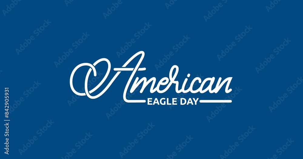 American Eagle Day text animation. Handwritten calligraphy animated ...