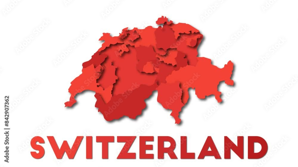 Switzerland map showing regions. Animated country map with title. 4K ...