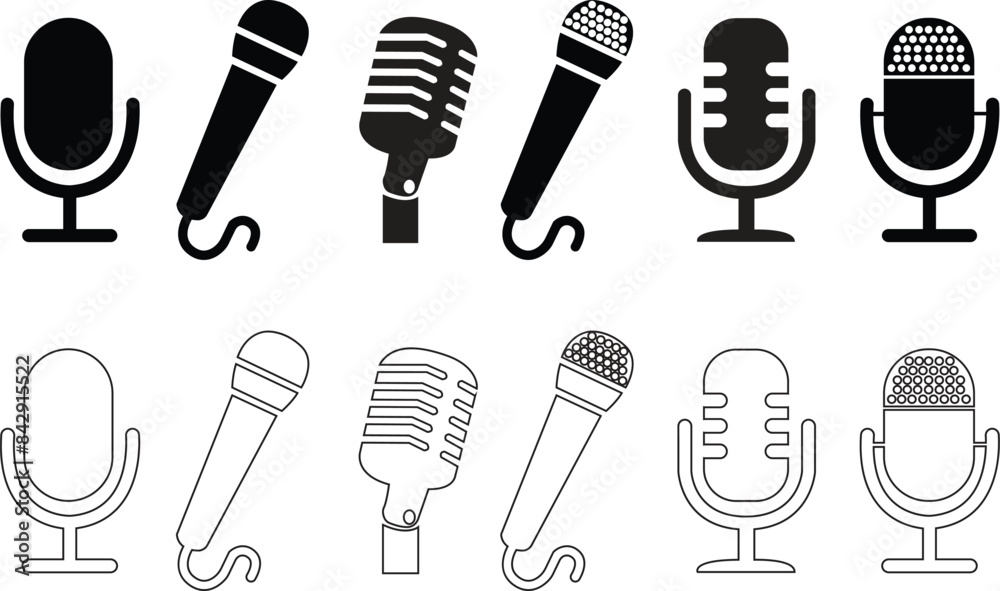 Set of flat Voice icons recording Studio symbols with editable stock ...