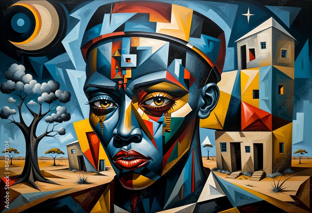 Lost man, Inspired by the art of cubism, a painting depicting the fight ...