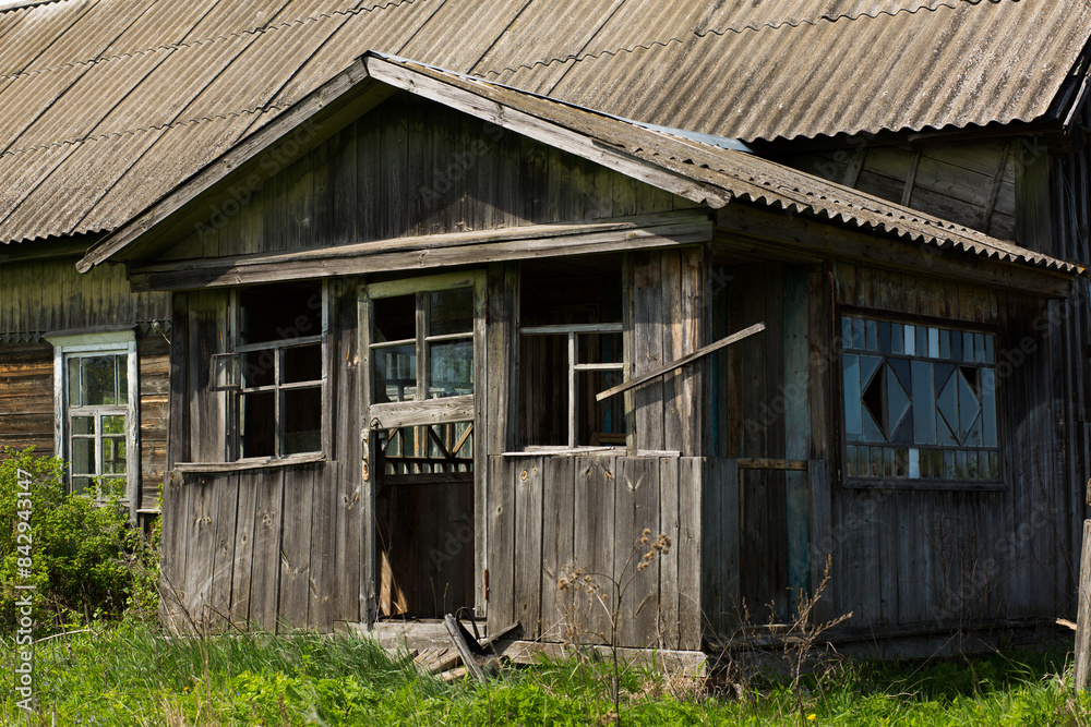 Ruins of a traditional village house. The old central residential ...