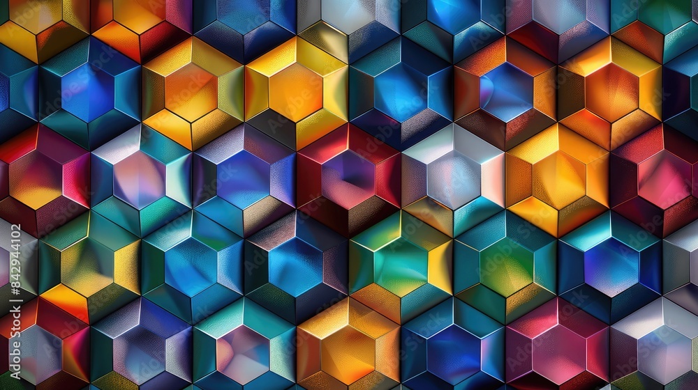 High resolution abstract 3D geometric tessellation featuring hexagonal ...