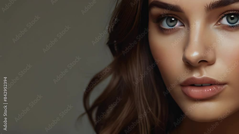 Woman Beautiful Face. Fashionable and Glamour Lady Person. Young Modern ...