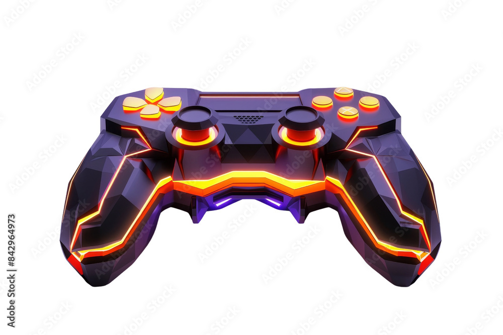 ภาพประกอบสต็อก Futuristic neon gaming controller with glowing accents ...