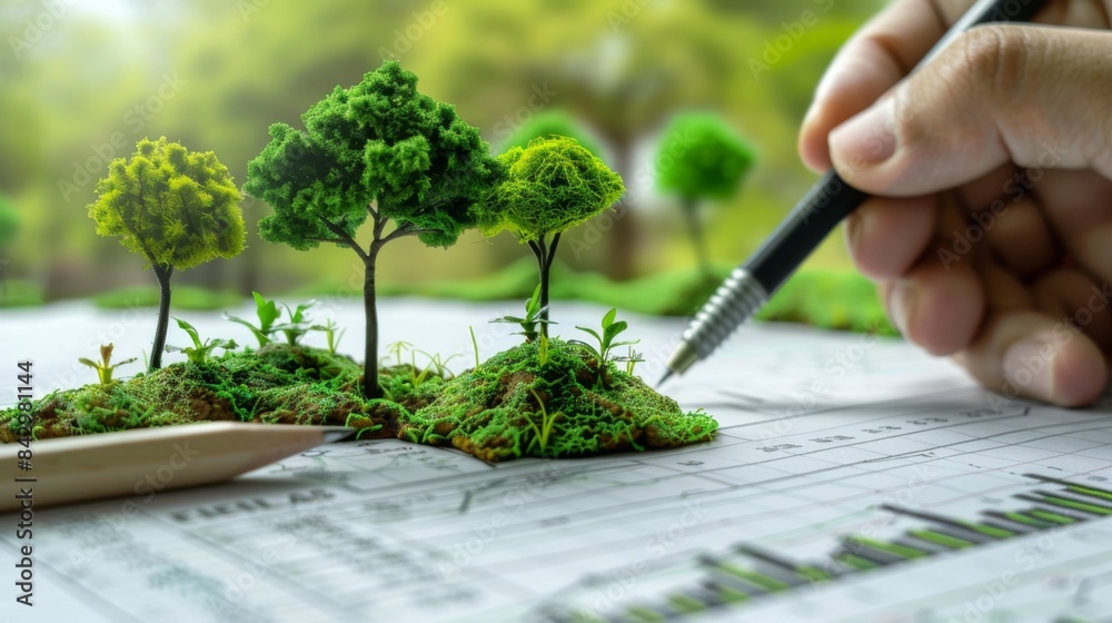 Paper chart illustrating eco-friendly company's commitment to ...