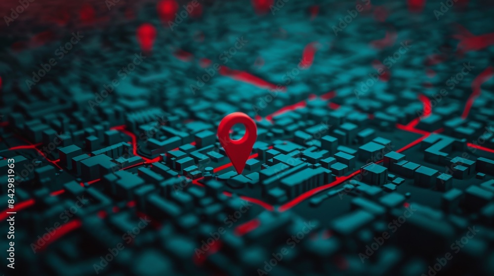 Geolocation marker on a city map showing a navigation point Stock ...