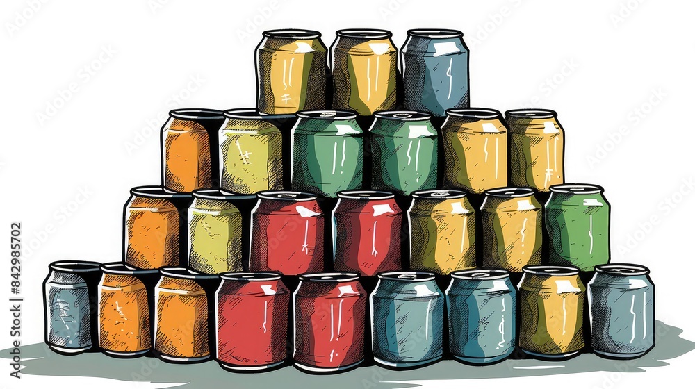 Beer can pyramid clipart with cans stacked in a triangle Stock ...