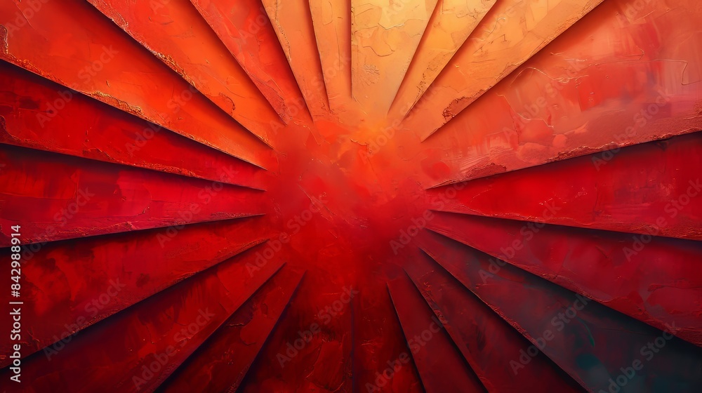 Red and orange abstract background with converging lines creating a sun ...
