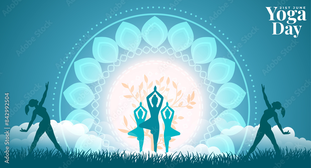 International yoga day design poster, World Yoga Day Design: Mandala ...