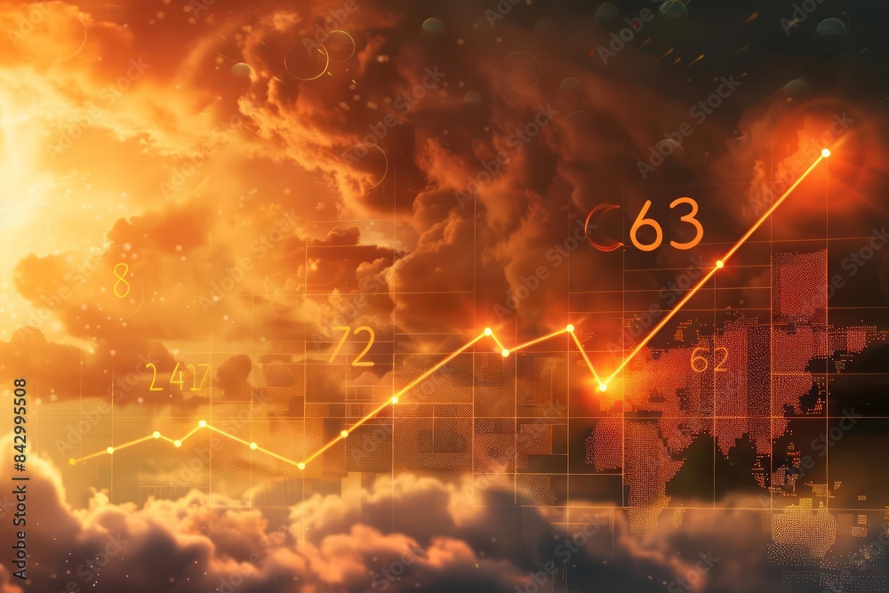Elevated CO2 levels shown with a graph indicating an upward trend in ...