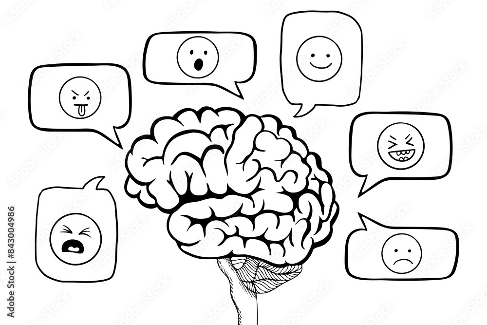 Brain emotions diagram infographic in graphic design on white ...