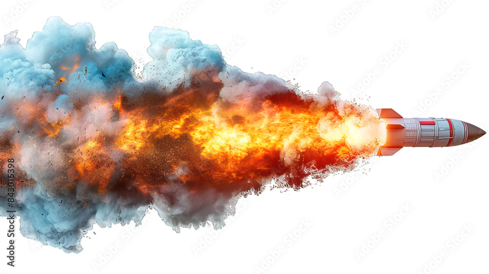 rocket missile launched isolated on transparent background ,missile ...