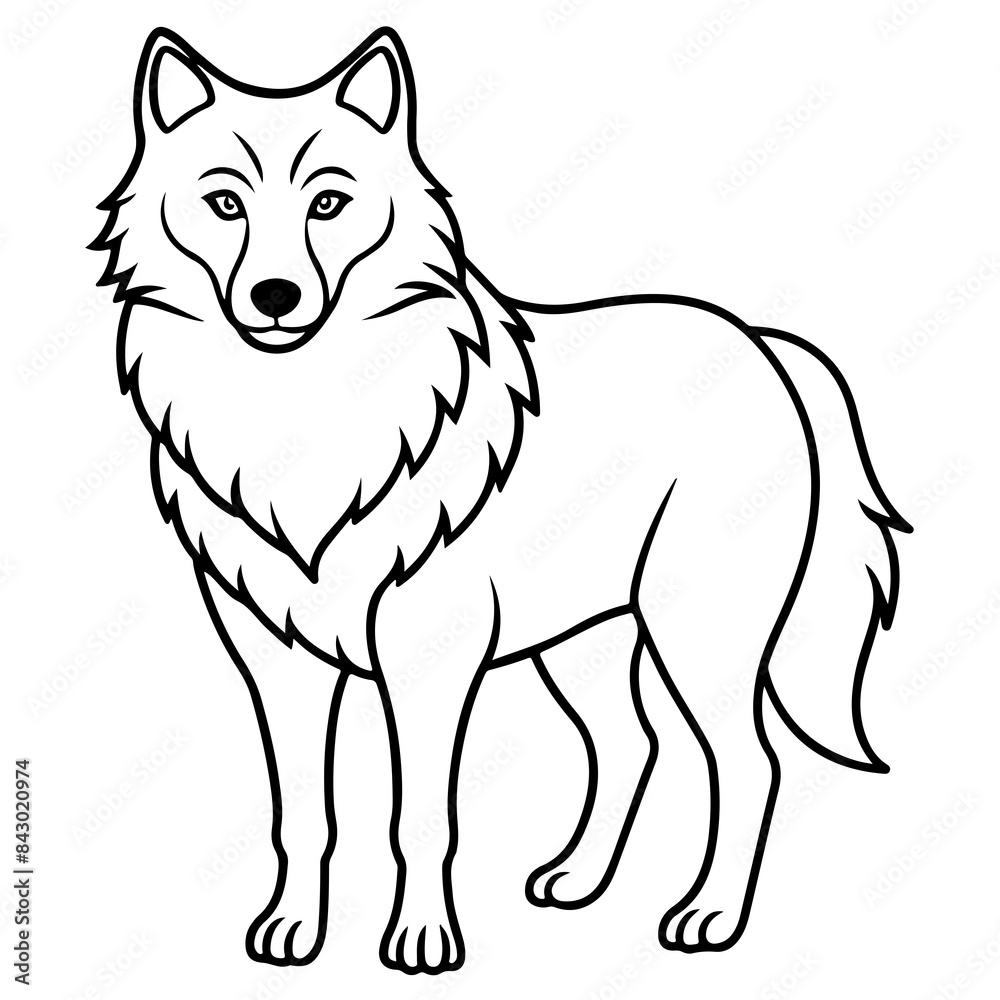 wolf cartoon line art outline coloring page nursery room decor ...
